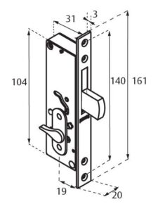 CERRADURA PHILLIPS 430 PERFIL DE ALUMINIO CON MARIPOSA - Alis